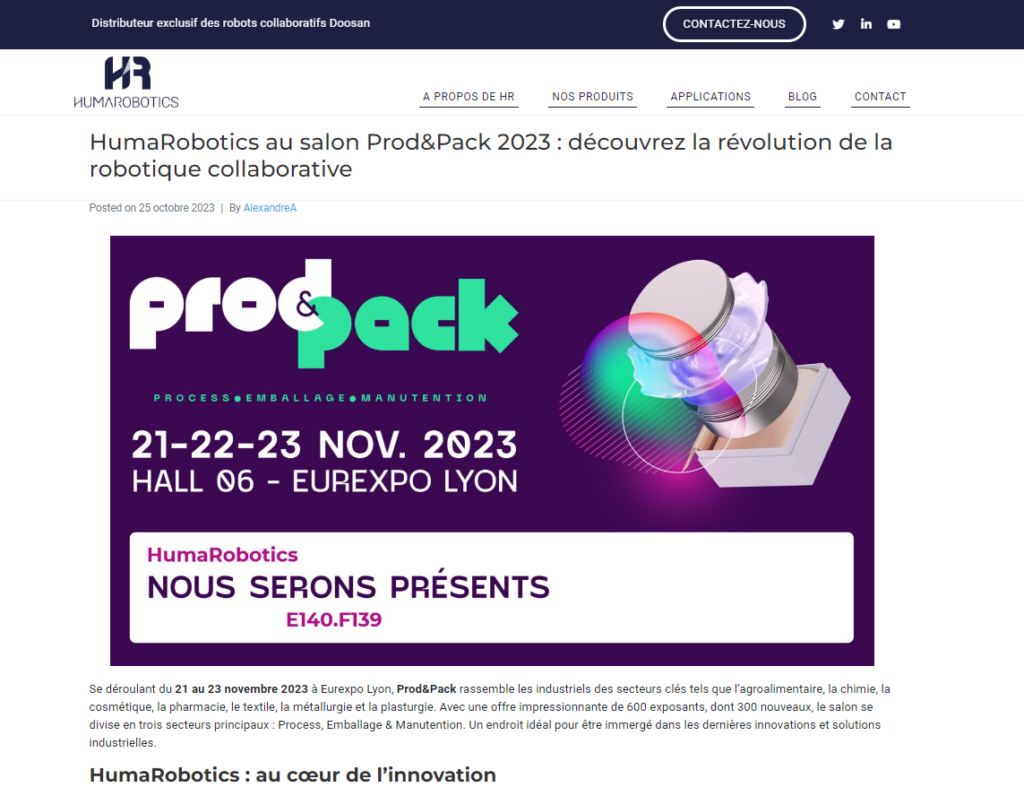 HumaRobotics exhibits at Prod&Pack 2023